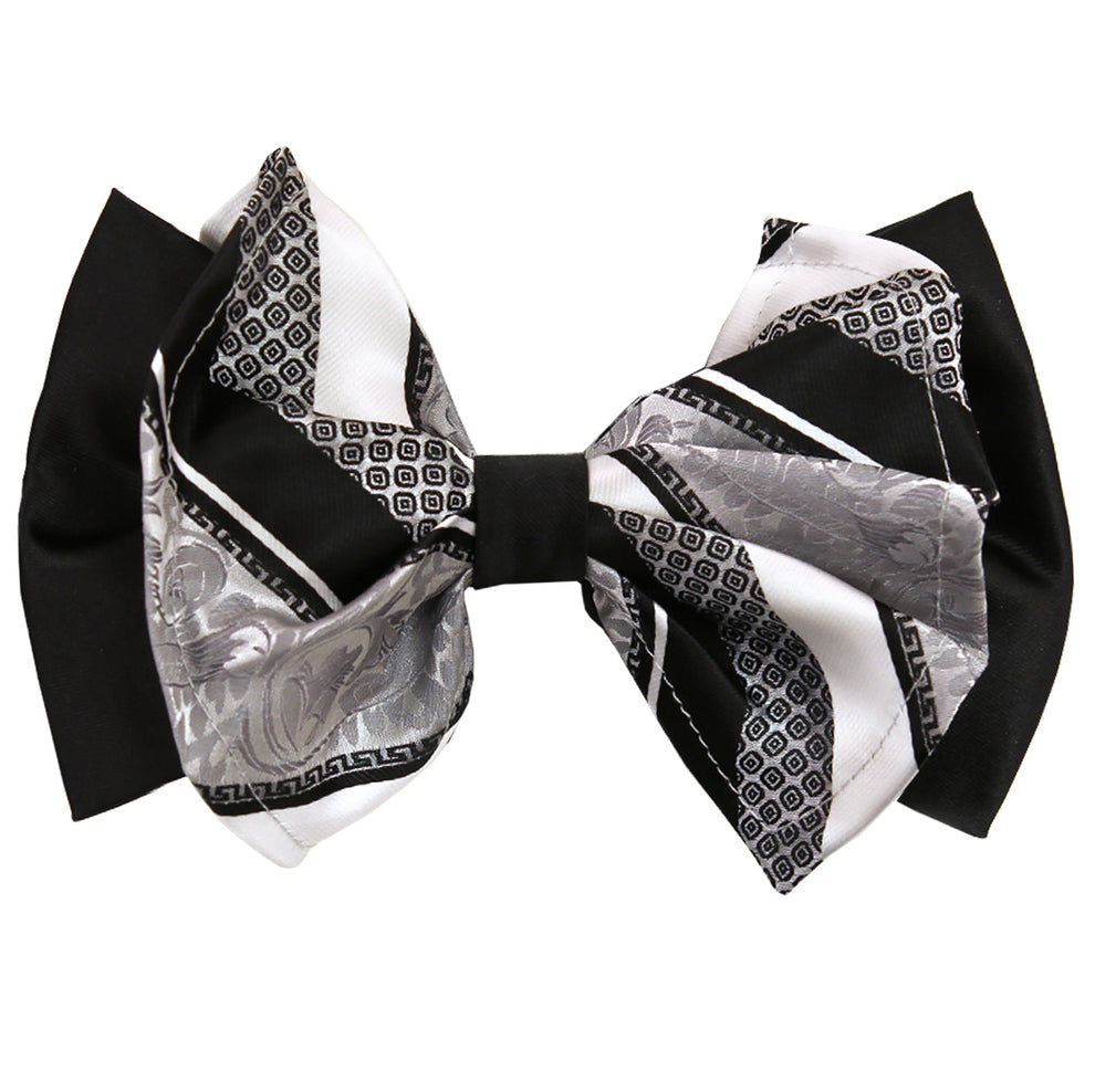 Geometric Black Big Bow Tie and Matching Handkerchief – Hermoso New York