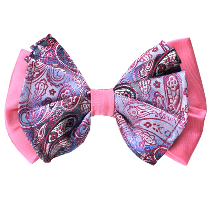 Paisley Pink Big Bow Tie and Matching Handkerchief – Hermoso New York